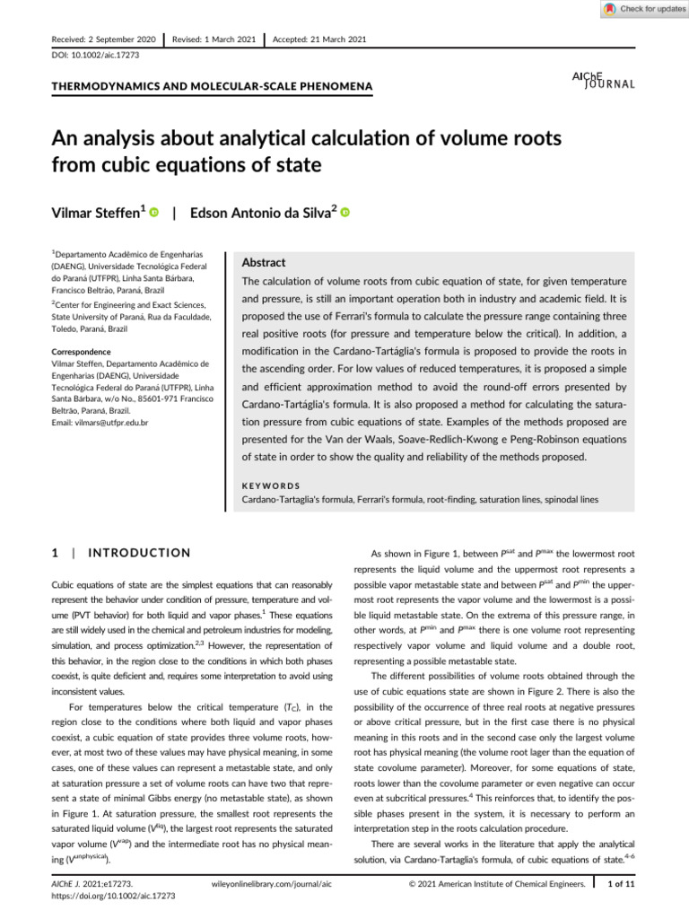 An Analysis About Analytical Calculation of Volume Roots From Cubic ...
