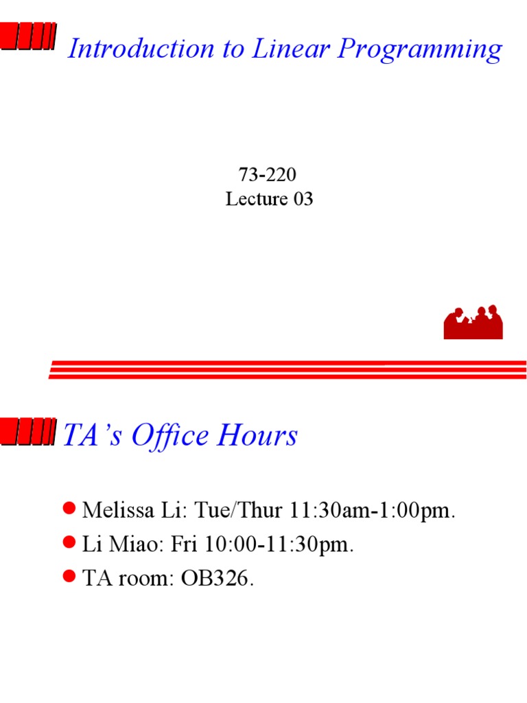 73 220 Lecture03 | PDF | Linear Programming | Mathematical Optimization