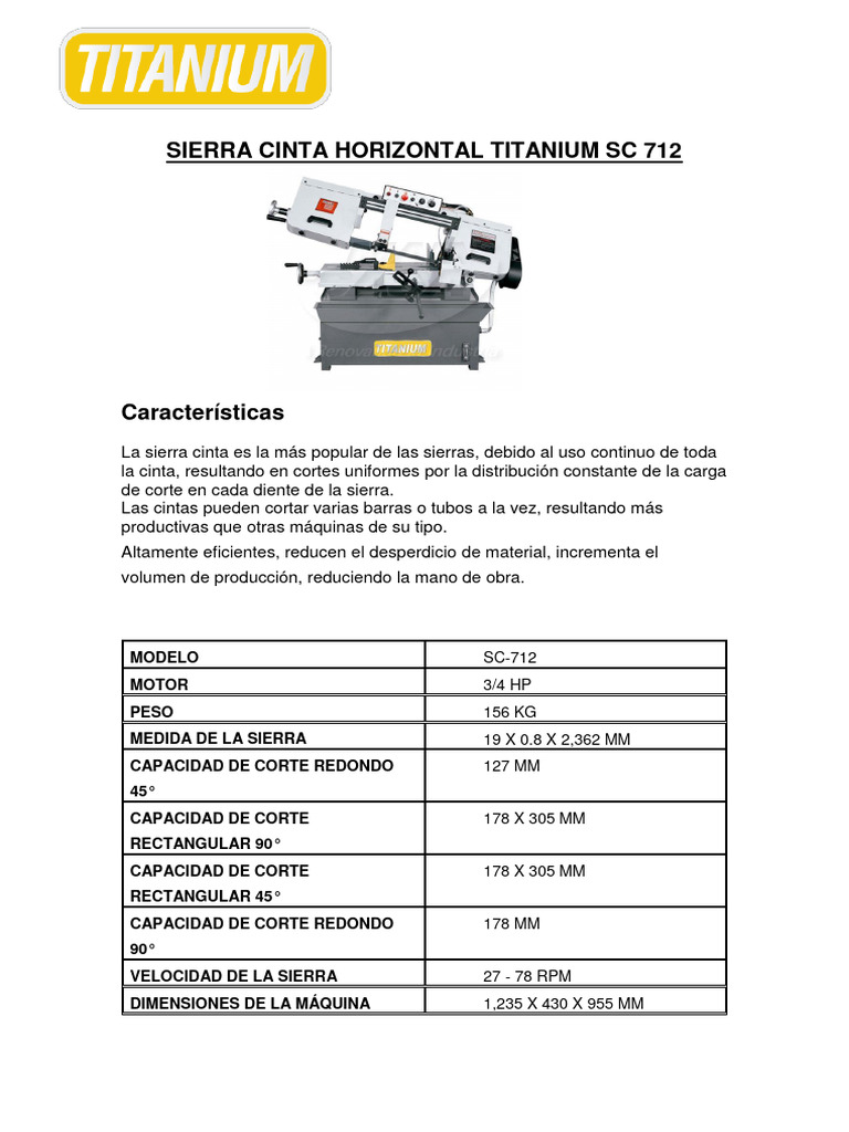 Ficha Tecnica Sierra Cinta | PDF