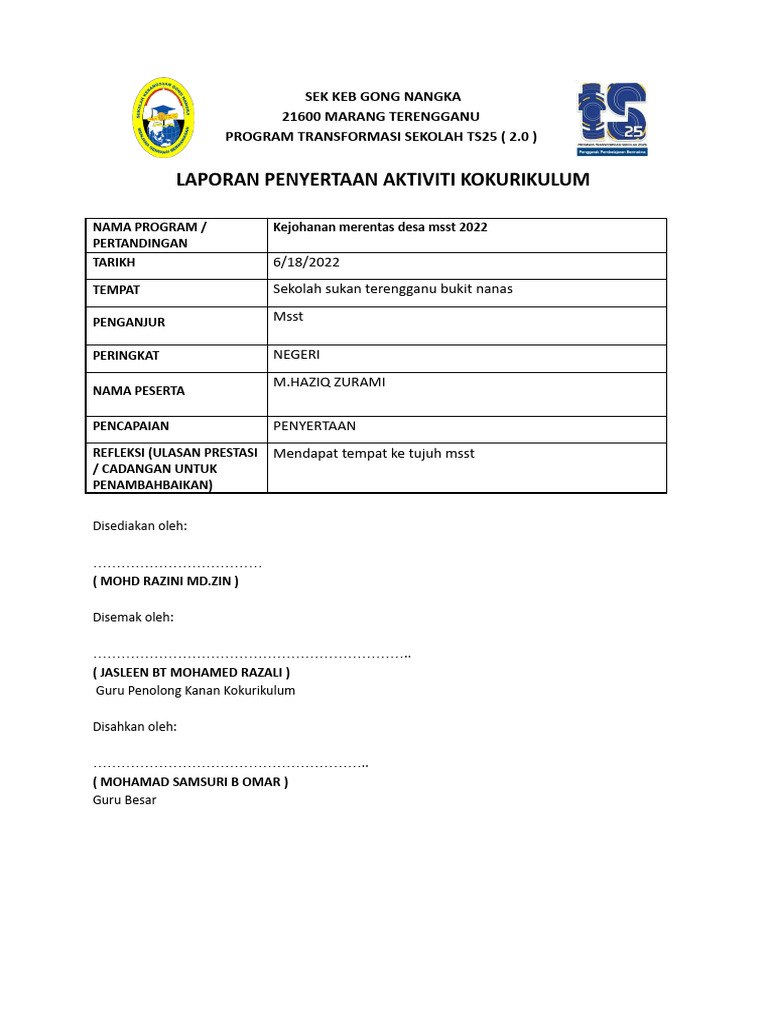 Kejohanan Merentas Desa MSST 2022 | PDF