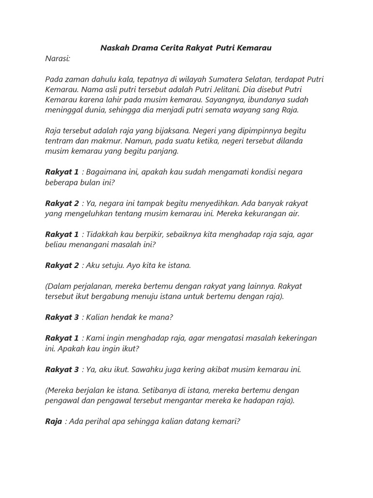 Naskah Drama Cerita Rakyat | PDF