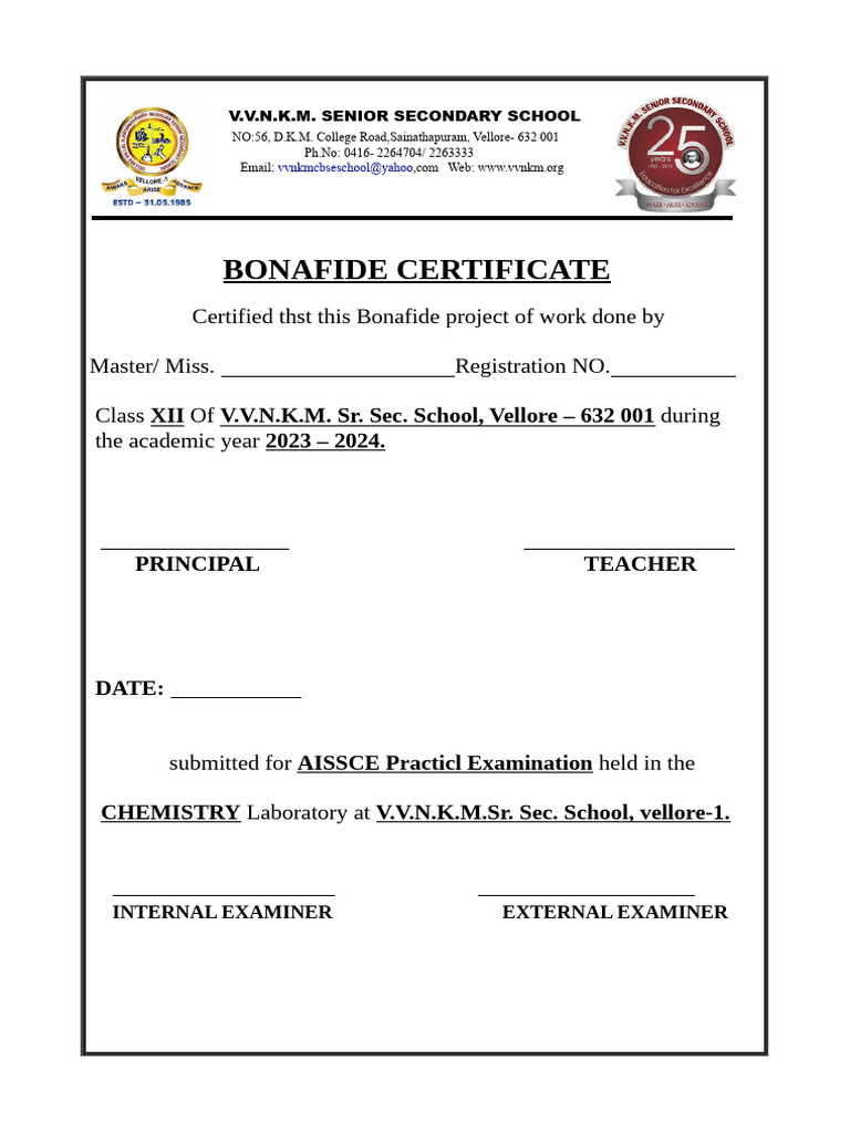Bonafide Certificate | PDF