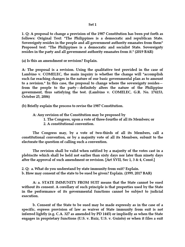 Political Law Q and A Set 1 | PDF | Social Science | Law