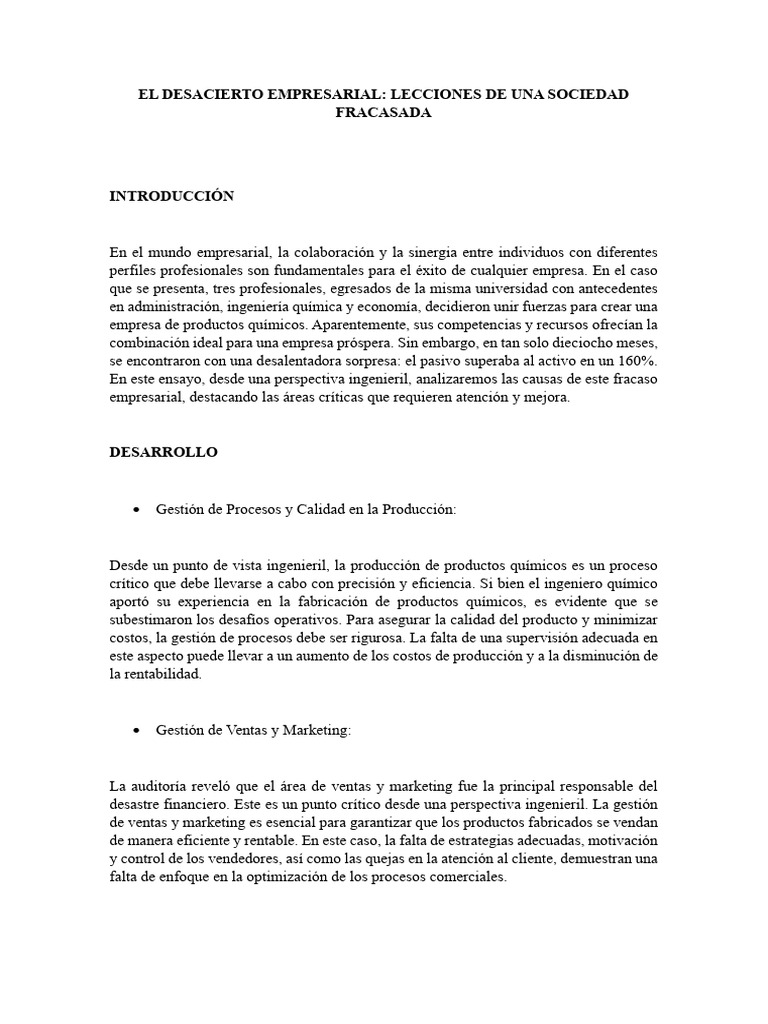 El Desacierto Empresarial | PDF