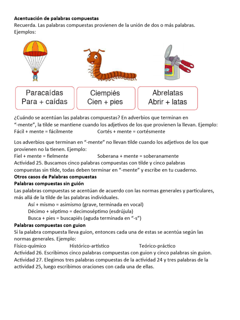 Acentuación de Palabras Compuestas | PDF