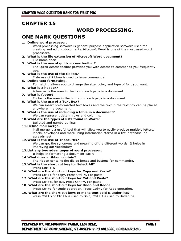 Chapter 15 Word Processing | PDF