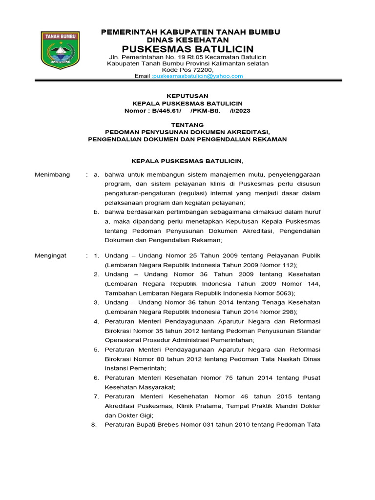 Vie 1.2.2.1 SK PEDOMAN PENGENDALIAN DOKUMEN DAN PENGENDALIAN REKAMAN | PDF