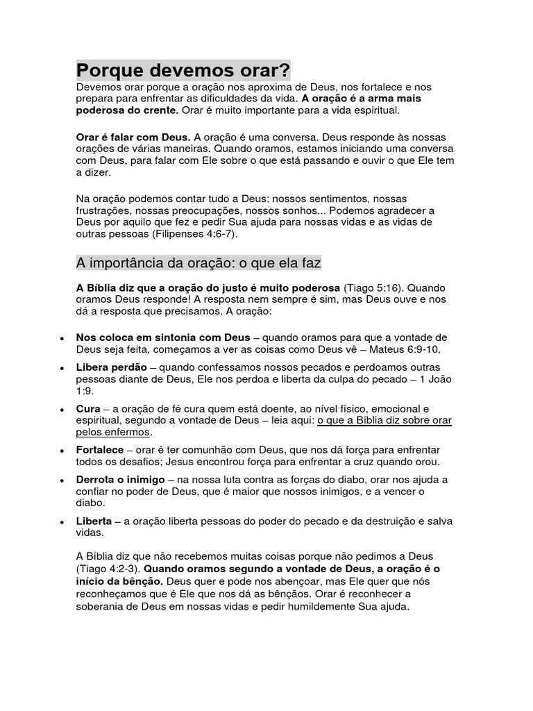 Porque Devemos Orar PDF | PDF