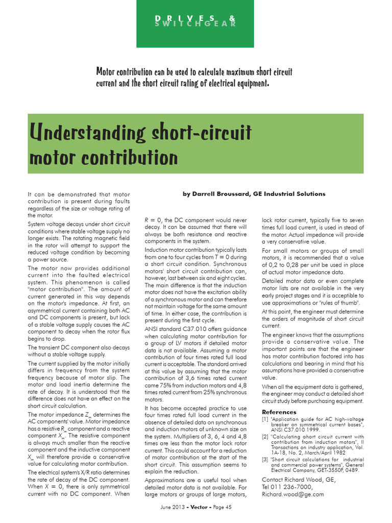 Motor Short Circuit Controbution | PDF | Electric Motor | Electrical Impedance