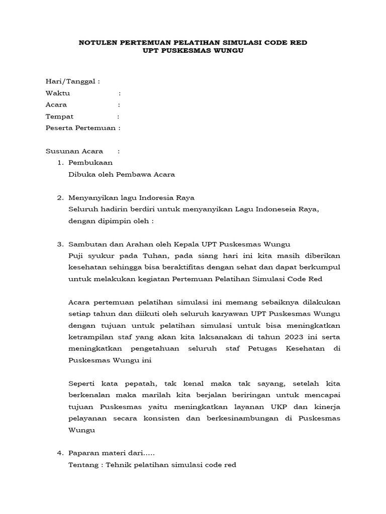 Pelatihan Simulasi Code Red Puskesmas Wungu | PDF | Karier & Perkembangan