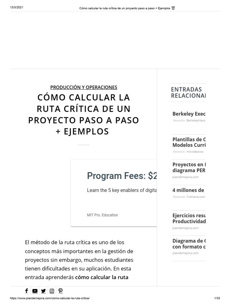 Cómo Calcular La Ruta Crítica de Un Proyecto Paso A Paso + Ejemplos ...