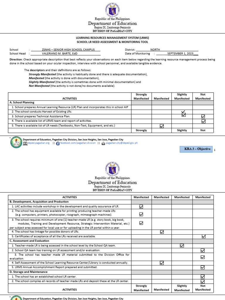 ZSNHS - SHS LR Monitoring Report | PDF