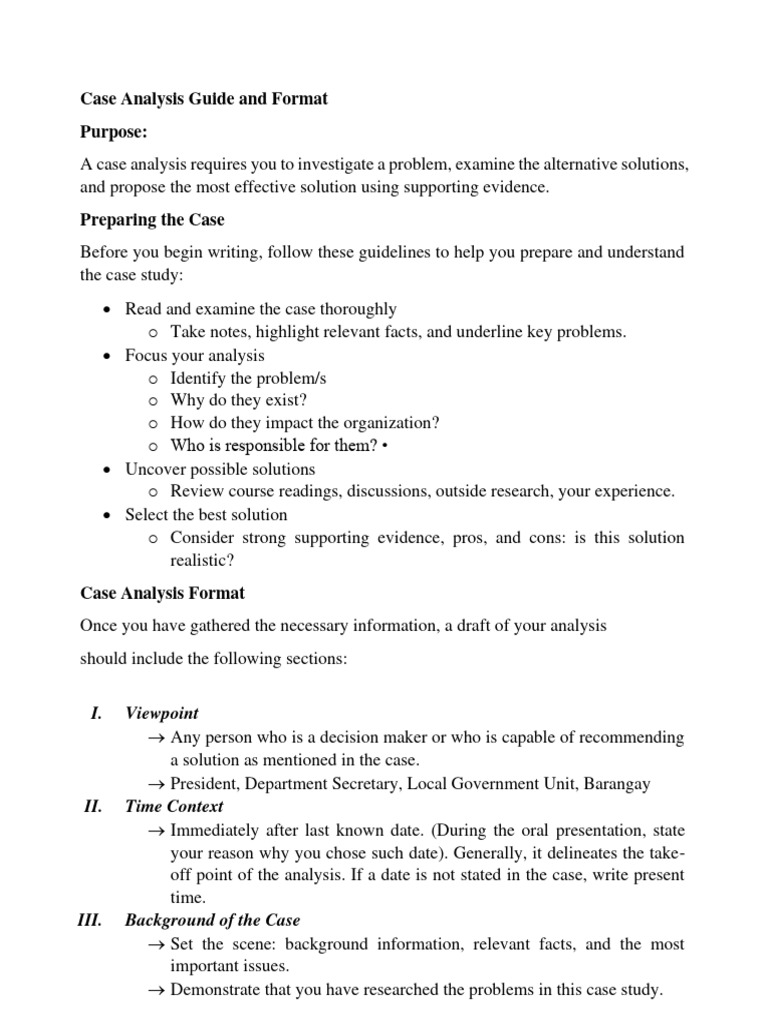 Case Analysis Guide and Format | PDF | Grammar | Experience