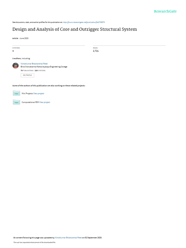 Design and Analysis of Core and Outrigger Structural System | PDF