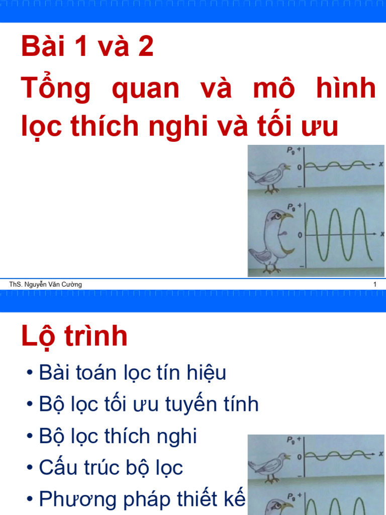 Bài 1 Và 2. Tổng Quan Và Mô Hình Lọc Thích Nghi Và Tối Ưu - Split | PDF