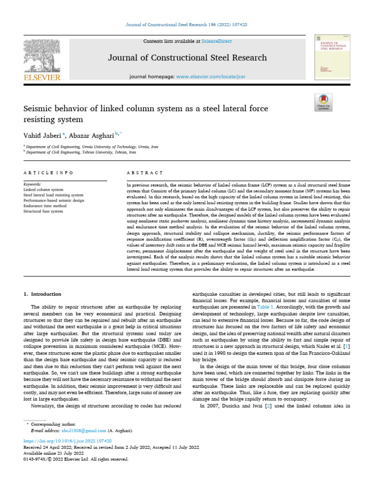1 s2.0 S0143974X22003005 Main | PDF | Earthquakes | Beam (Structure)