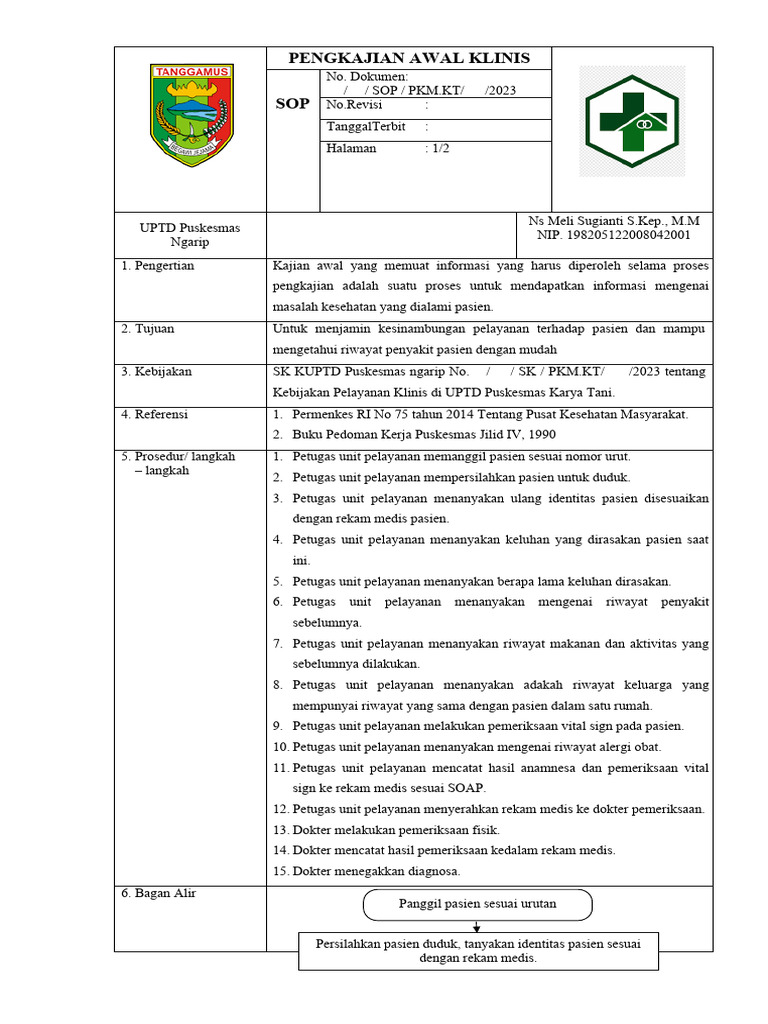 Sop Pengkajian Klinis | PDF | Sains & Matematika