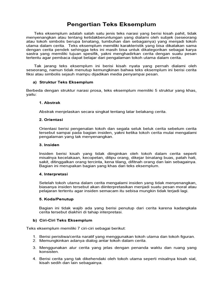 Pengertian Teks Eksemplum | PDF | Seni & Disiplin Bahasa