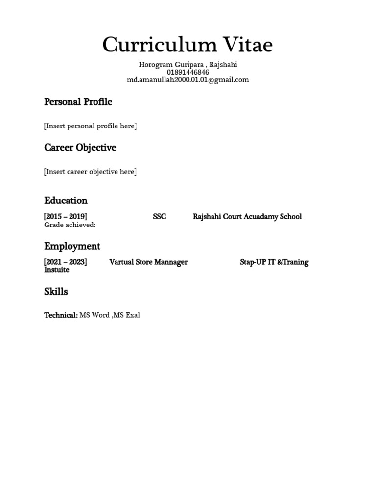 Standard CV Template 18 | PDF