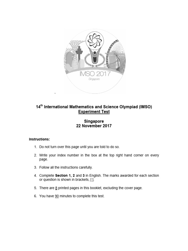 IMSO 2017 - Science Experiment | PDF | Physical Sciences