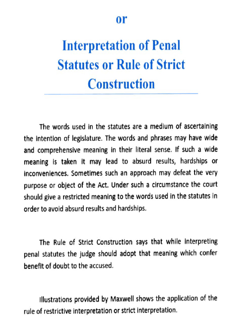 restrictive rule of interpretation | PDF