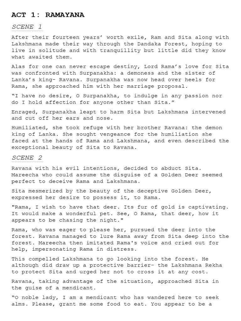 Script For Ramayana | PDF | Sita | Rama