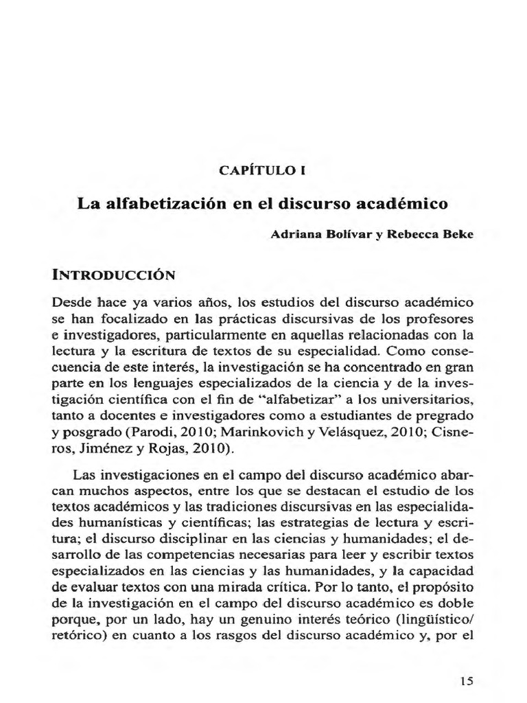 La Alfabetización en El Discurso Académico | PDF | Léxico | Oración ...