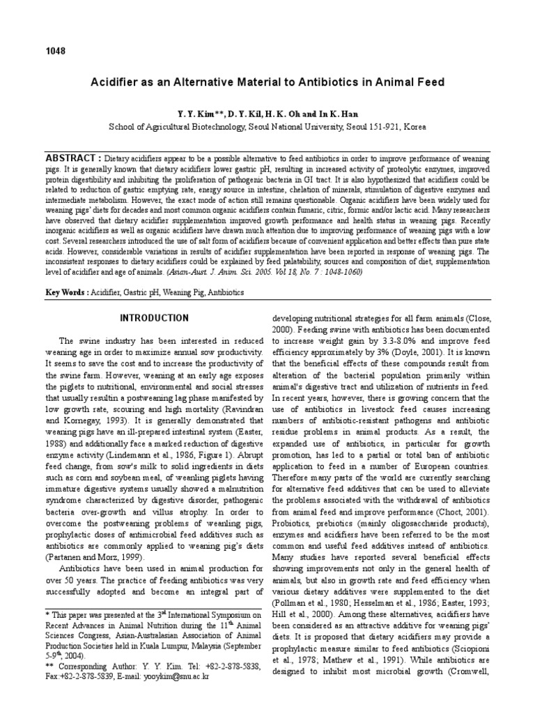 Acidifier As An Alternative Material To Antibiotics in Animal Feed ...