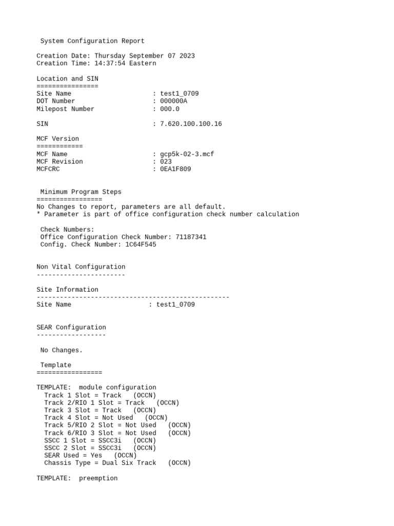 System Configuration Report 2023 | PDF