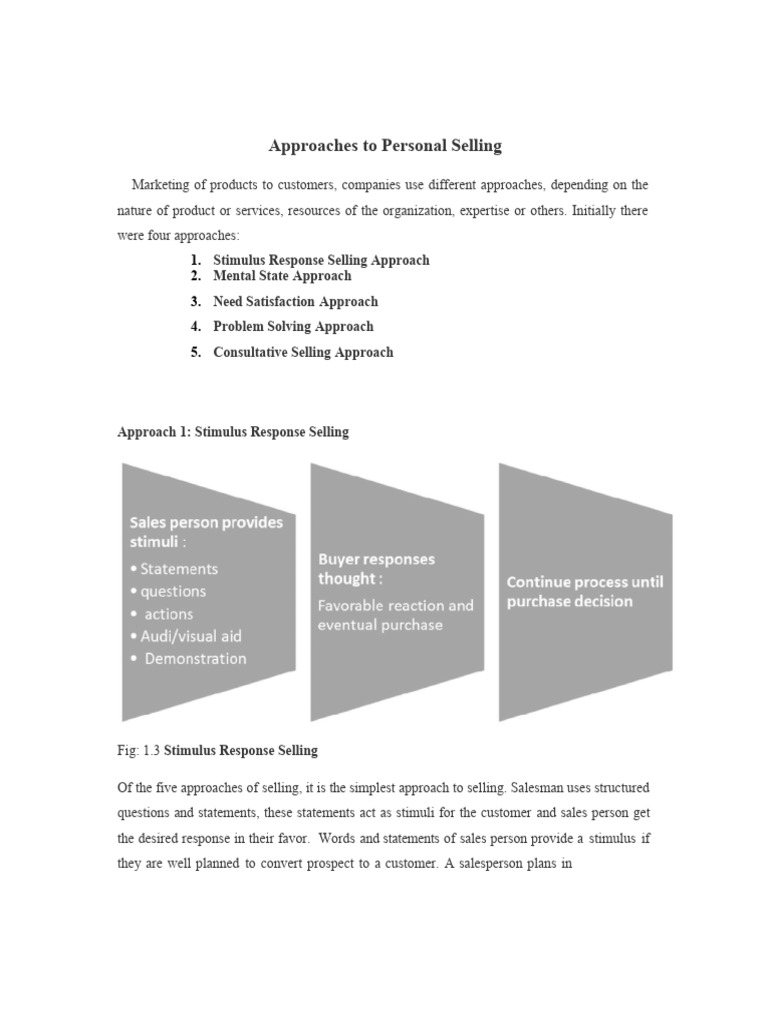 Approaches To Personal Selling | PDF