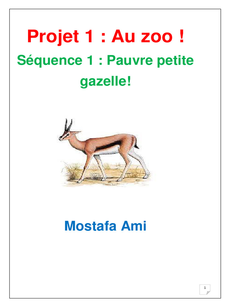 Les Fiches 5 Ème Ap Projet 1 Séquence 1 - Pauvre Petite Gazelle ! | PDF