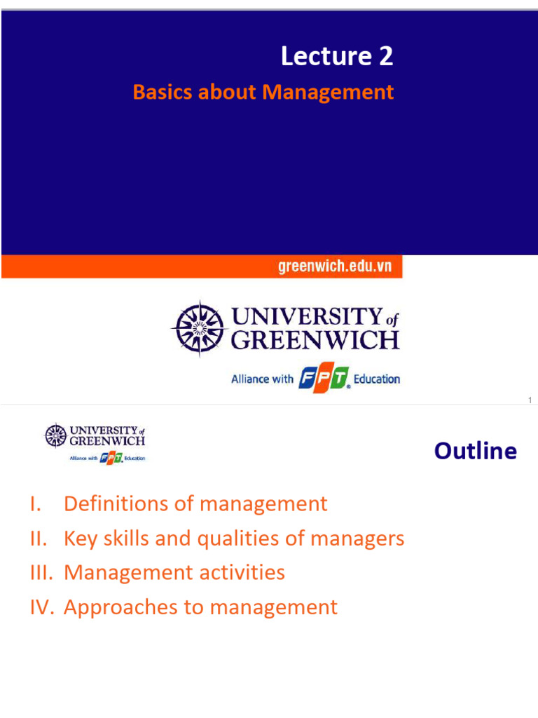 5036 - Lecture 2 - Basics About Management | PDF