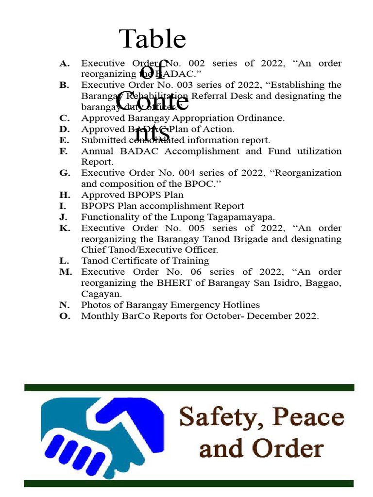Safety Peace and Order | PDF | Finance & Money Management