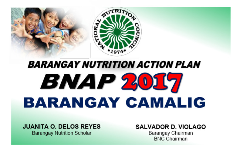 Barangay Nutriton Action Plan front Page Sample | PDF