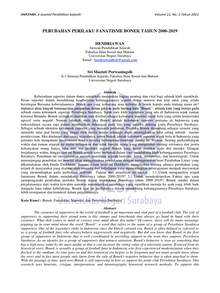 Evolusi Fanatisme Bonek 2000-2019 | PDF