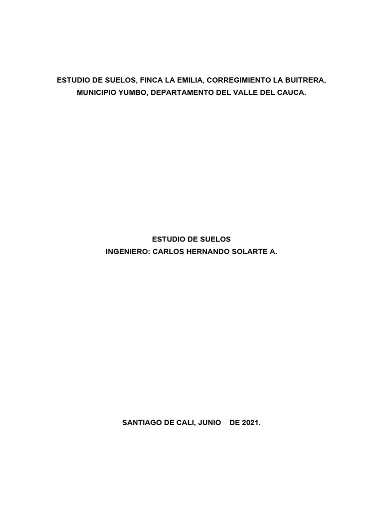 Informe Final Estudio de Suelos Finca La Emilia | PDF