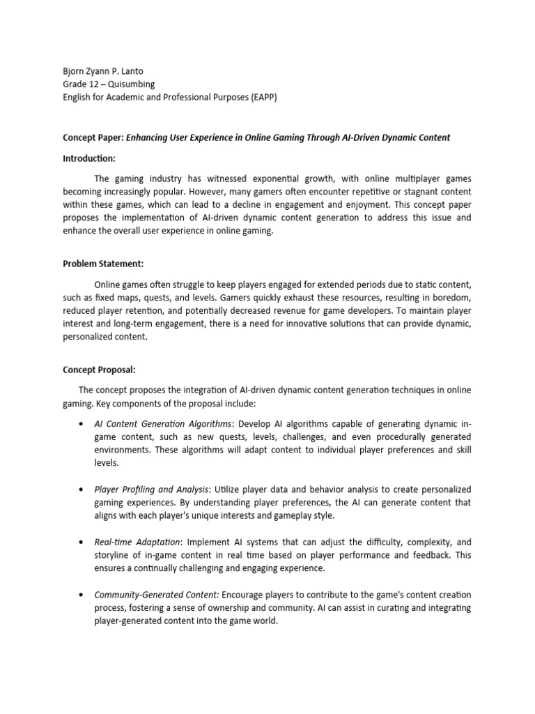 Concept Paper Gaming | PDF | Games & Activities