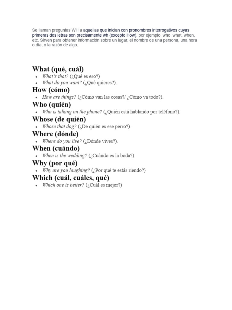 WH Question | PDF