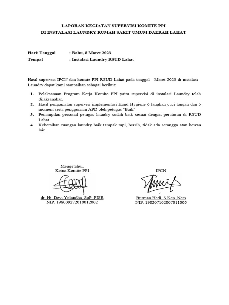 Laporan Supervisi Laundry Fix (1) | PDF