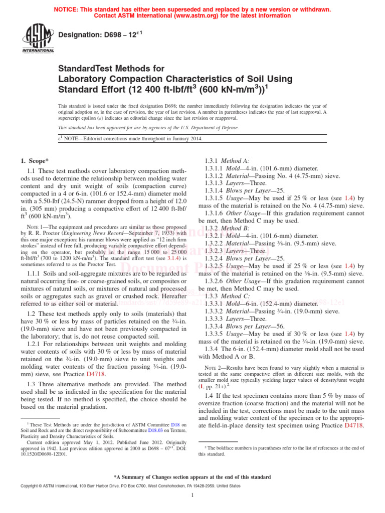 Astm D698 12e1 Pdf
