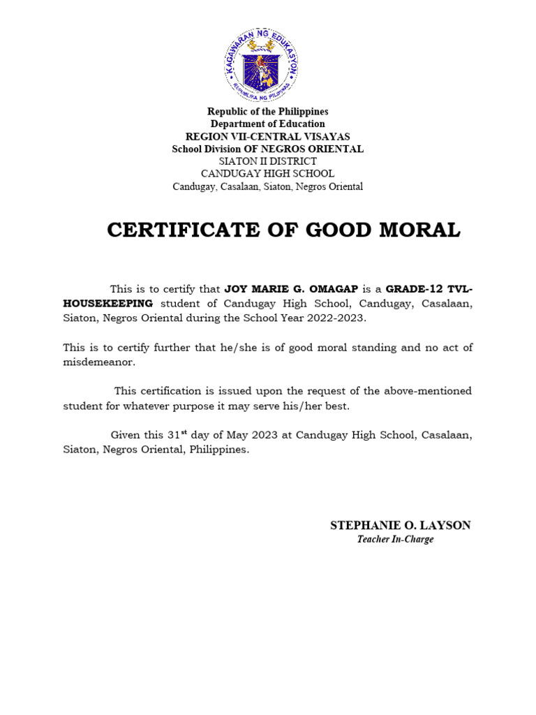 Good Moral Character 2022 HSKP-12 | PDF | Public Law | Public ...