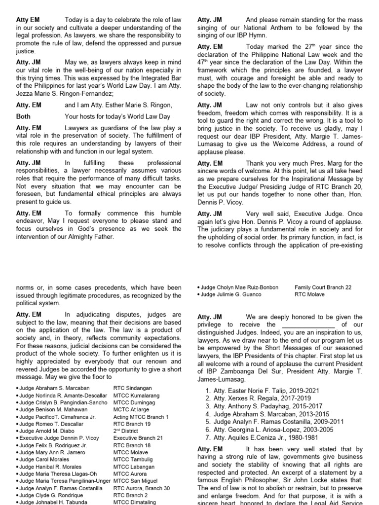 Script-World Law Day | PDF