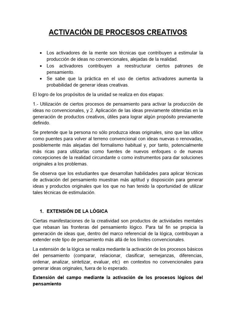 Activación de Procesos Creativos | PDF | Pensamiento | Creatividad
