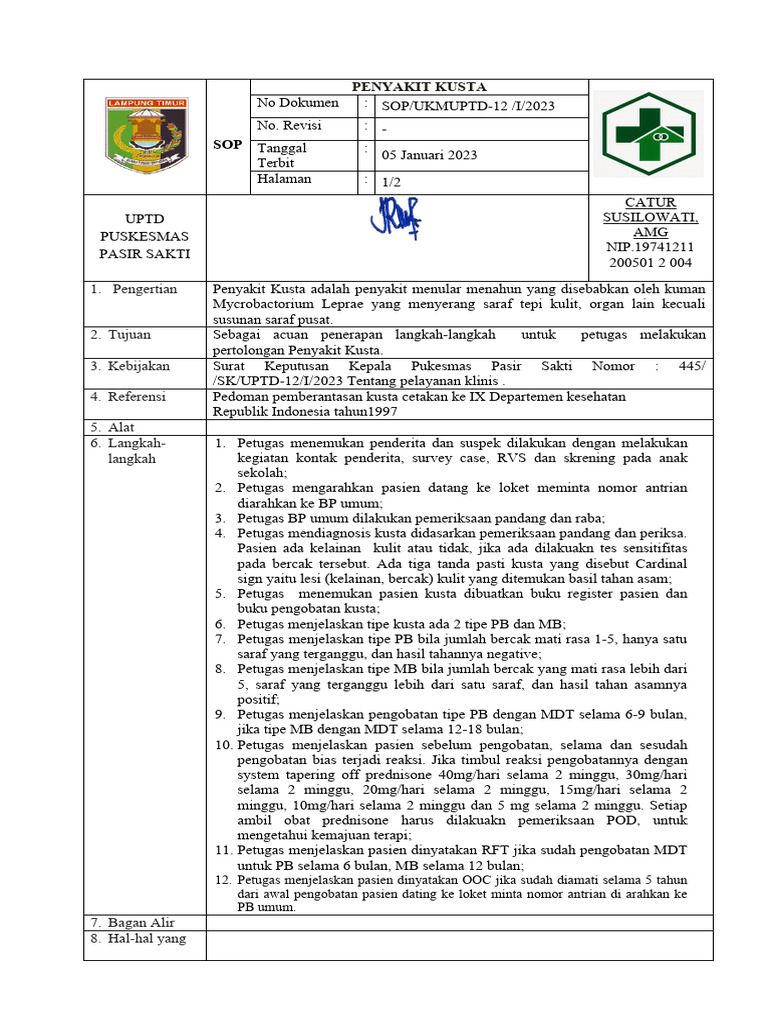 Sop Penyakit Kusta | PDF