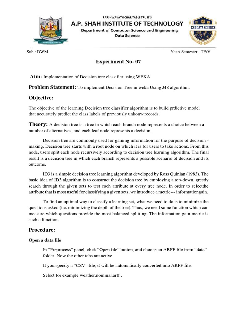 Experiment No. 7 | PDF | Statistical Classification | Applied Mathematics