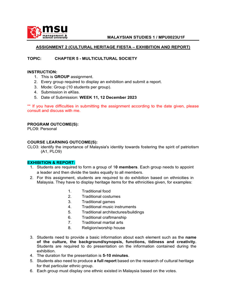 2. Assesment Handouts - Assignment 2 (Exhibition & Report) MS1 SEPT ...