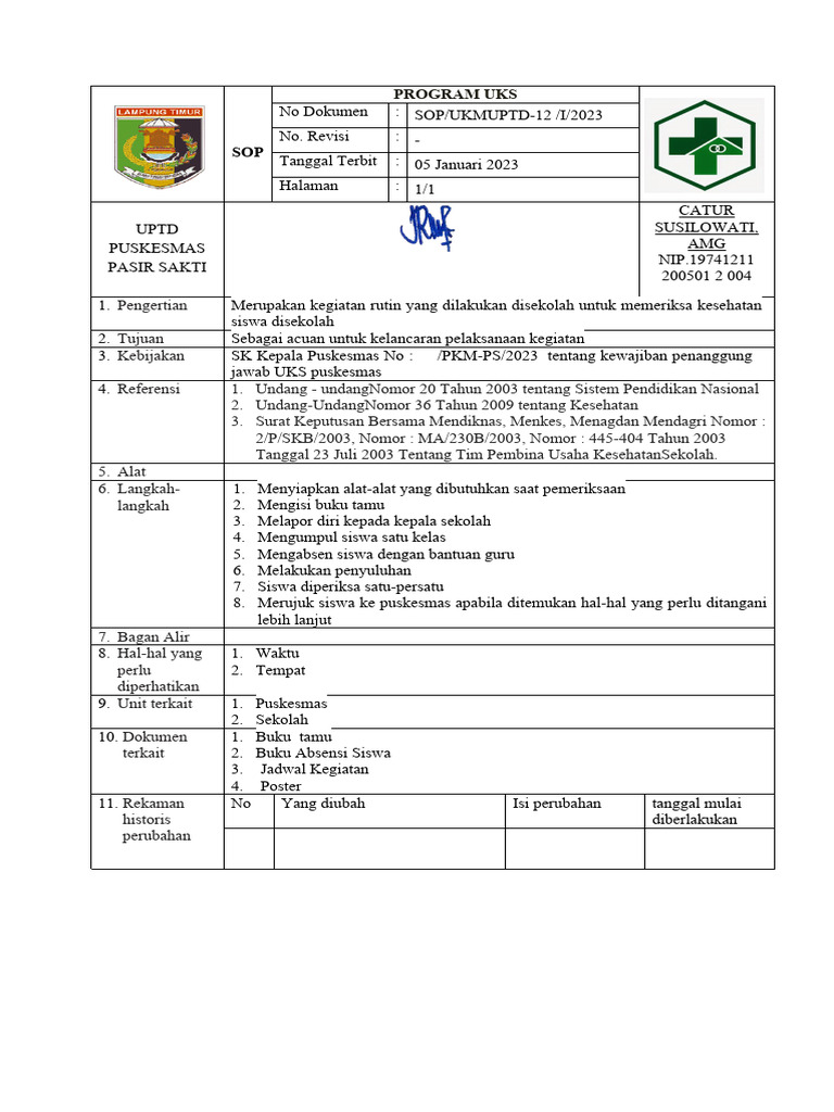 Sop-Program-Uks 2023 | PDF