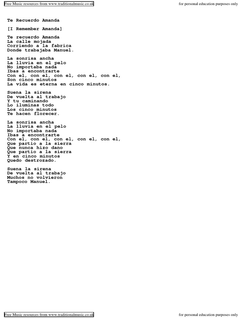 Te Recuerdo Amanda Joan Baez | PDF