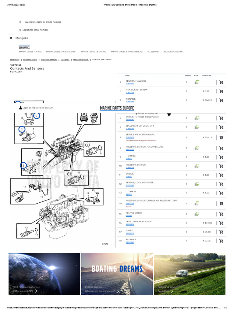 TAD754GE Contacts and Sensors - Industrial Engines | PDF