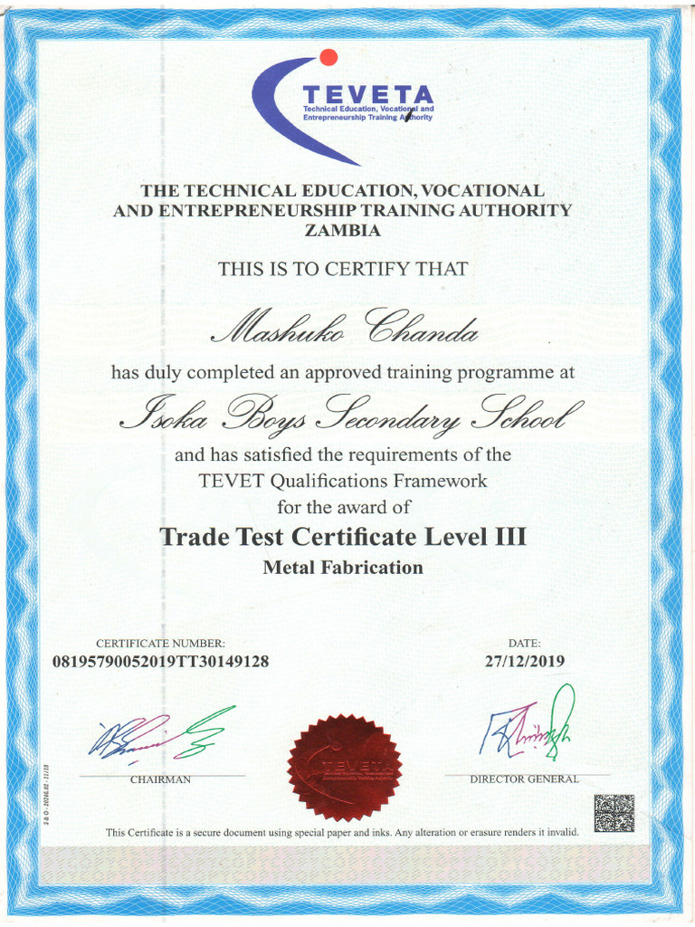 Certificate | PDF | Vocational Education | Educational Stages